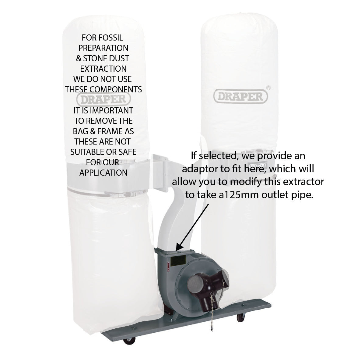 Draper 2200W Dust Extractor (3780m3/hr, 230v) – ZOIC PalaeoTech Limited