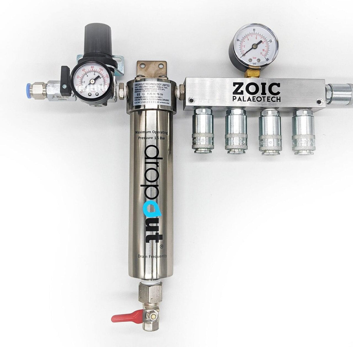 4-Way Pneumatic Manifold Compressed Air Splitter (Quick Connectors ...