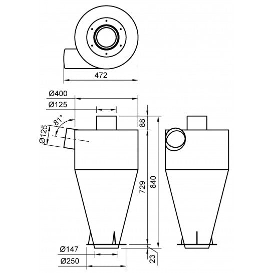 DUST COMMANDER XL+ - Cyclone / Dust collector 125mm 100mm – ZOIC ...
